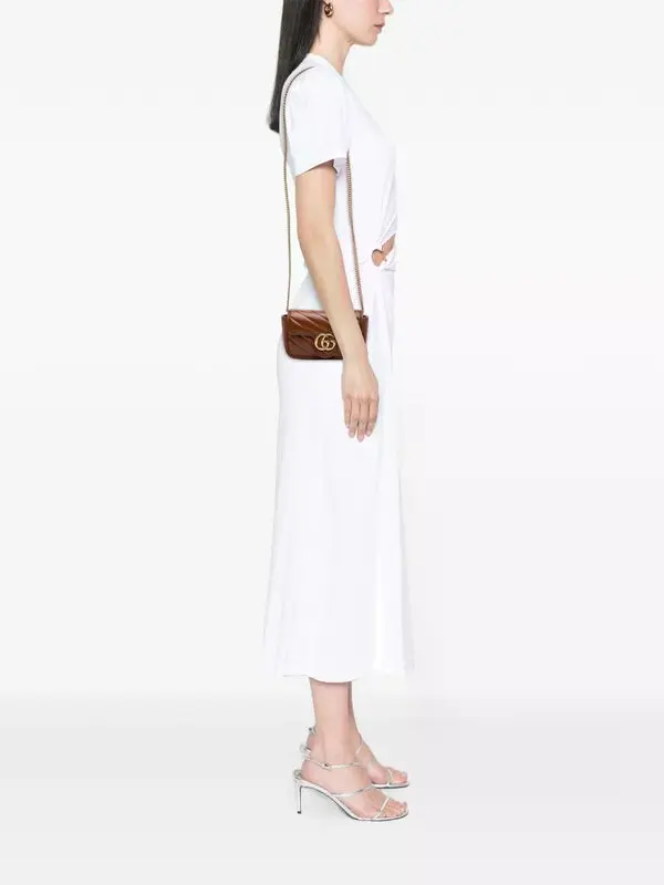 Gucci 2000-2015 Mini Gg Marmont Matelasse Diagonal Leather Flap Crossbody Bag - Brown