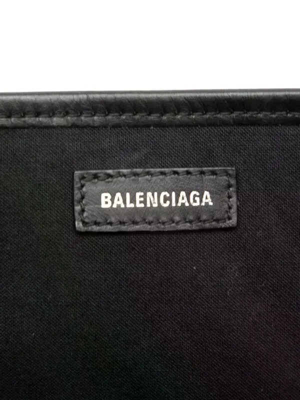Balenciaga Canvas Navy Cabas S Tote Bag - White