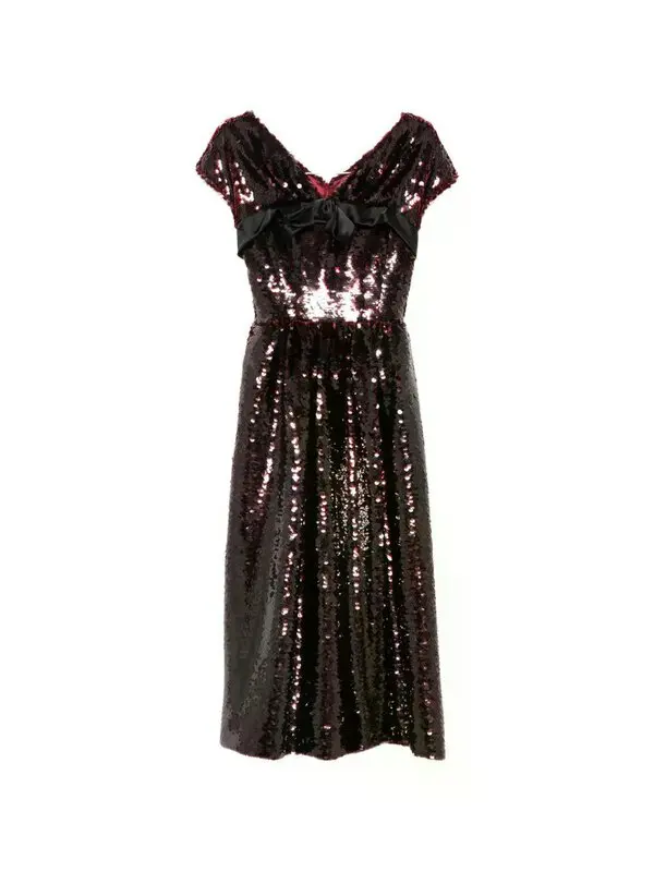Simone Rocha Sequin-embellished Bow-detail Midi Dress