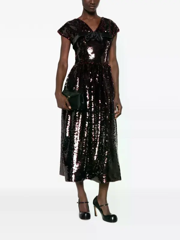 Simone Rocha Sequin-embellished Bow-detail Midi Dress