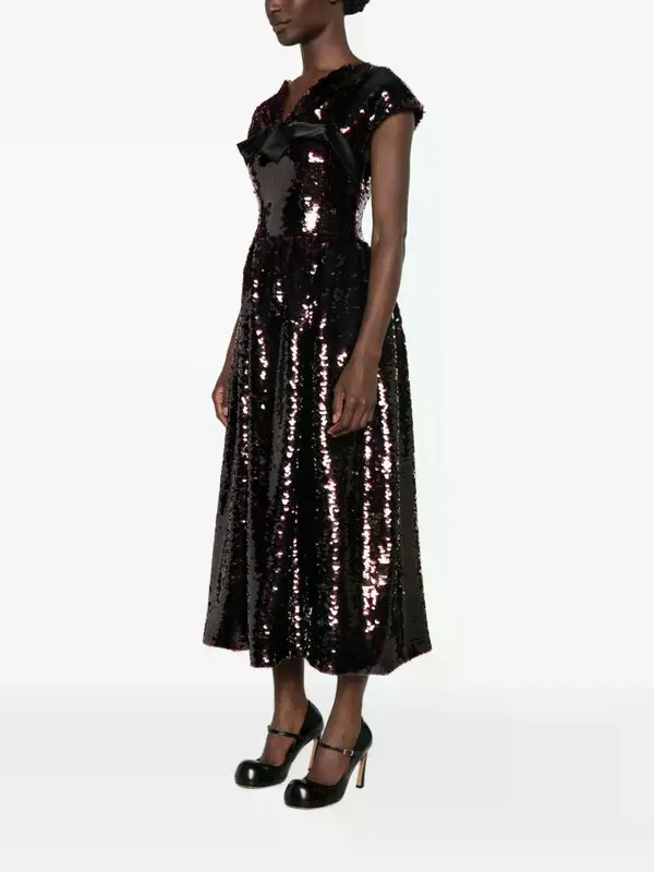 Simone Rocha Sequin-embellished Bow-detail Midi Dress