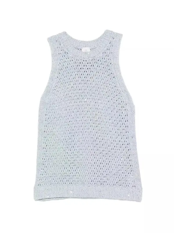 Eleventy Sequin-embellished Open-knit Vest
