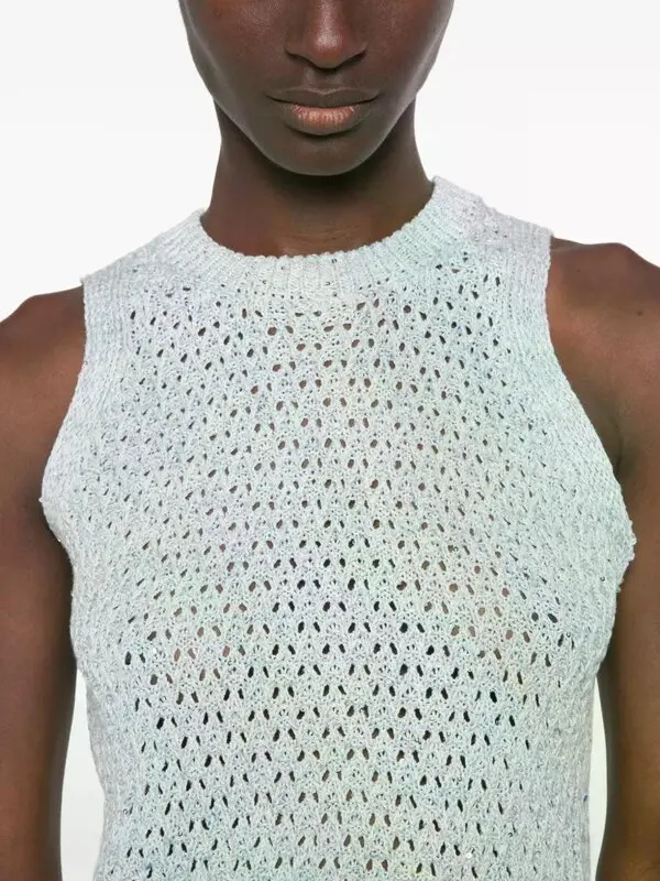 Eleventy Sequin-embellished Open-knit Vest