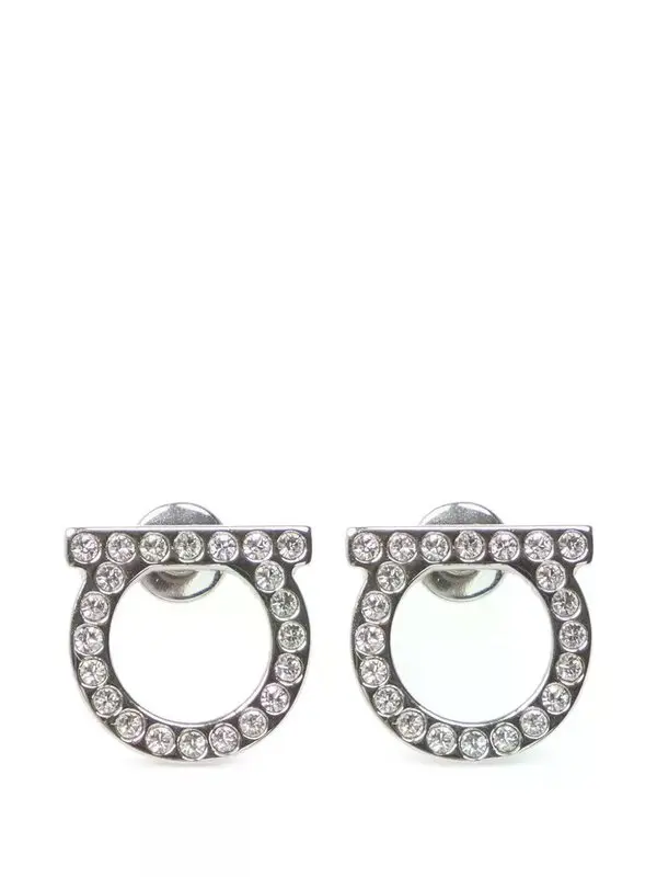 FERRAGAMO Gancini Crystal-embellished Earrings - Silver