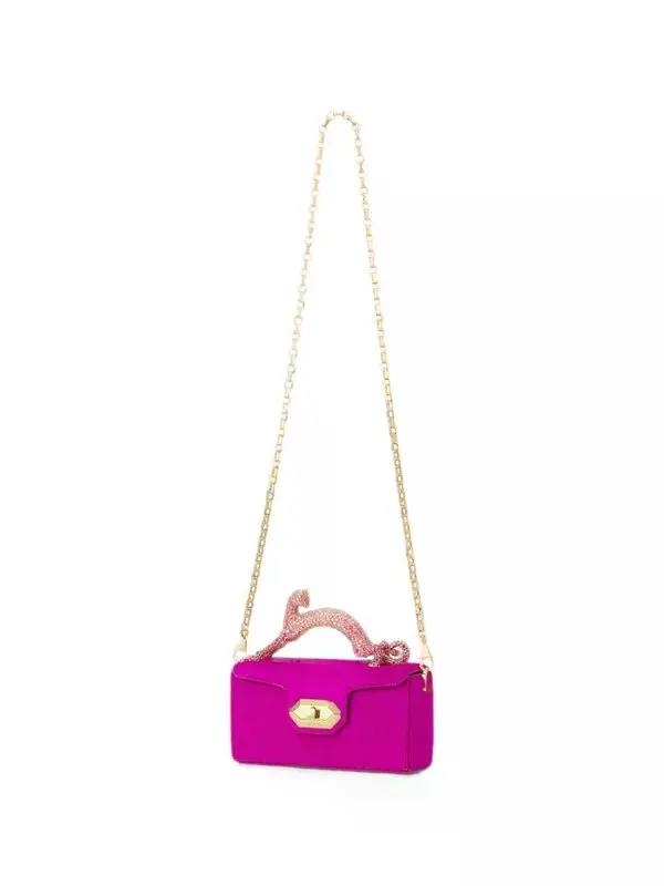 LANVIN Pencil Cat Nano Bag In Pony And Rhinestones - Pink