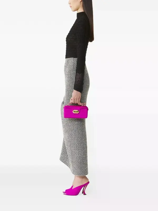 LANVIN Pencil Cat Nano Bag In Pony And Rhinestones - Pink
