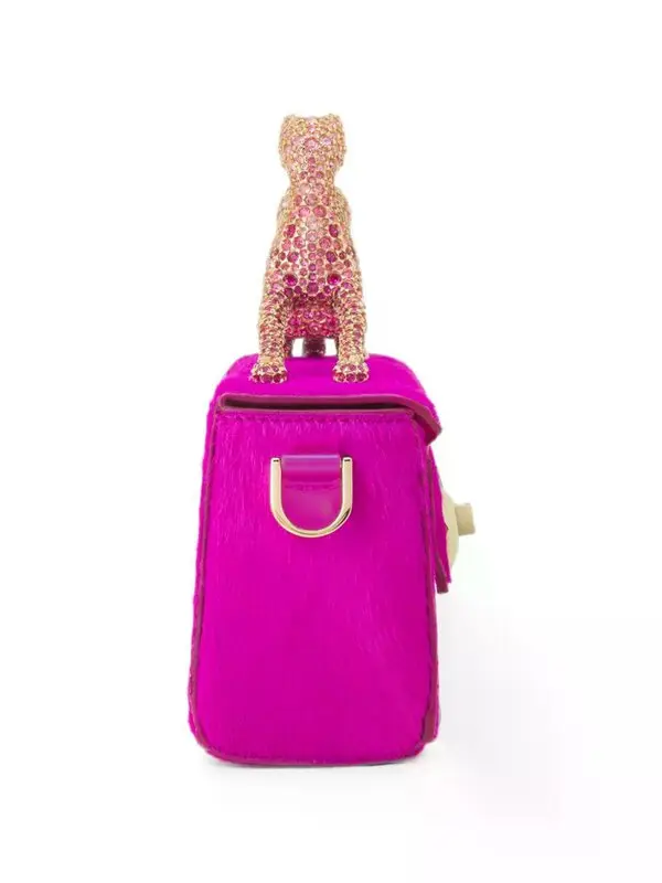 LANVIN Pencil Cat Nano Bag In Pony And Rhinestones - Pink
