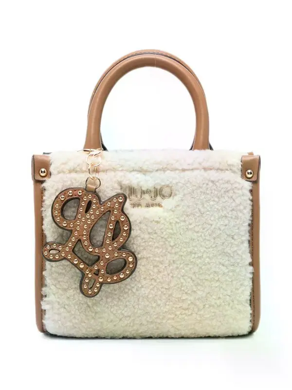 Liu Jo Faux-shearling Logo-plaque Tote Bag - Neutrals
