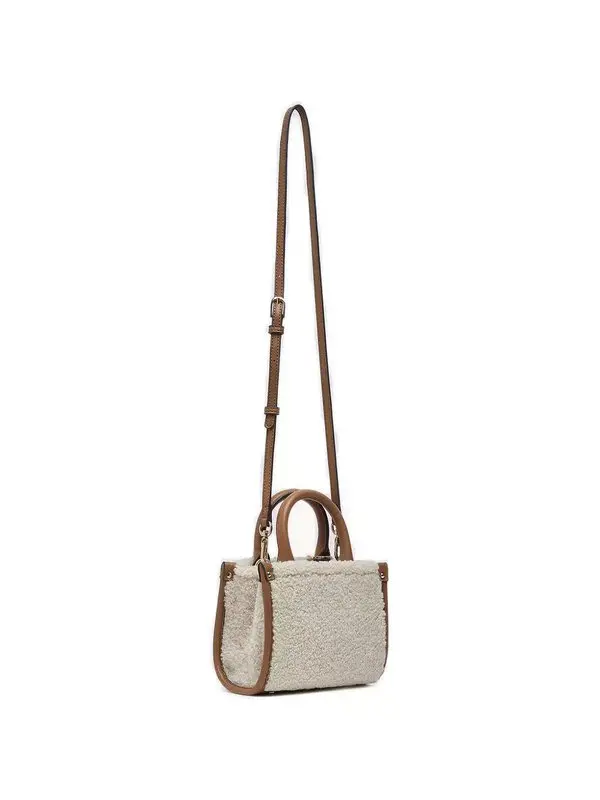 Liu Jo Faux Shearling Logo Plaque Tote Bag