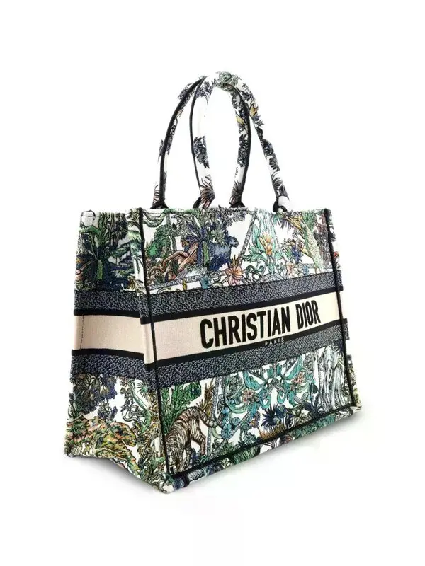 Dior Book Embroidered Canvas Medium Tote Bag - Blue