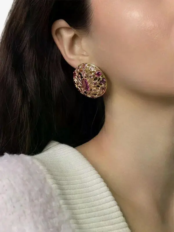 DENISE CASSOU Celestial Night Rubellite And Tourmaline Earrings - Gold