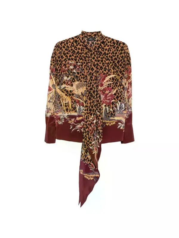 Etro Leopard Print Pussy-bow Blouse - Brown