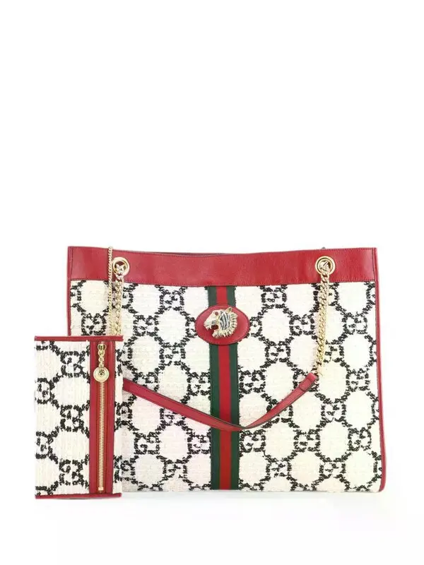Gucci Rajah Chain Gg Tweed Large Tote Bag - Multicolour