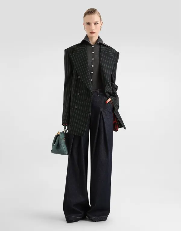 Dolce & Gabbana Ribbed Wool Cardigan Collection Gray