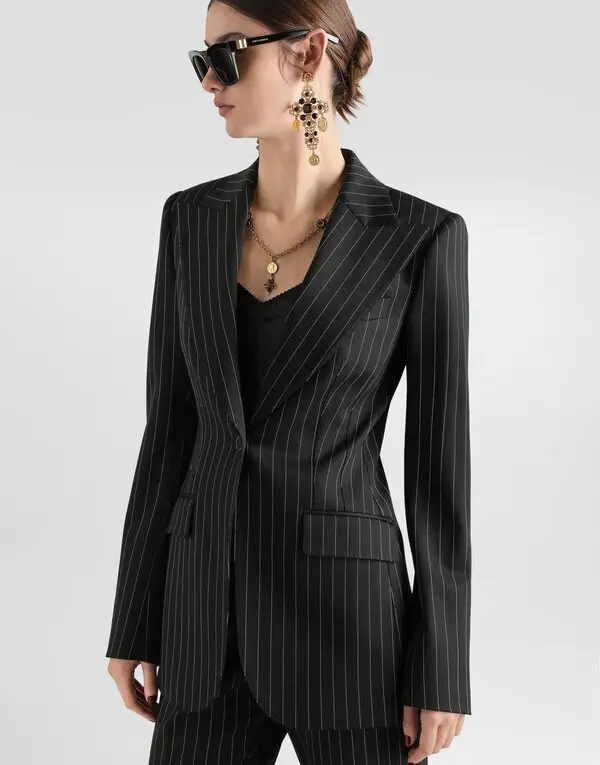 Dolce & Gabbana Turlington Single-breasted Jacket In Pinstripe Wool Blazers