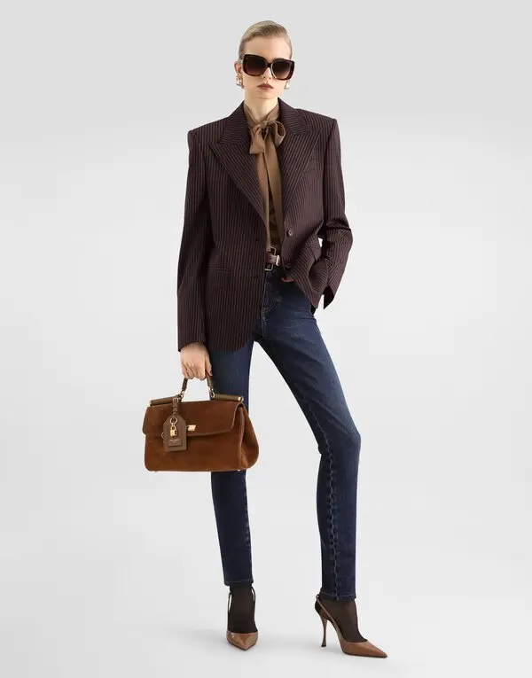 Dolce & Gabbana Linda Single-breasted Jacket In Pinstripe Wool Collection Multi-colored