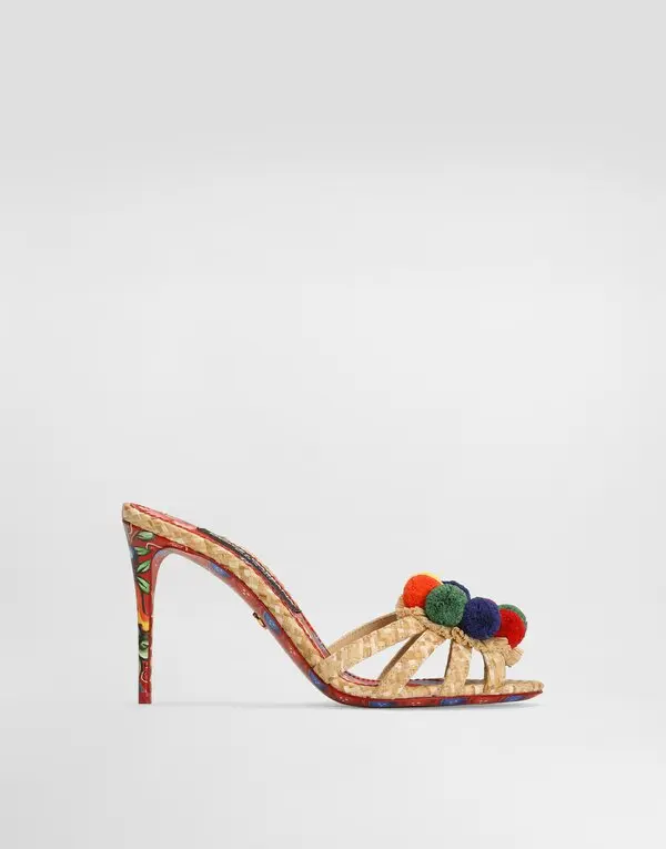Dolce & Gabbana Raffia And Canvas Mules - Multicolor