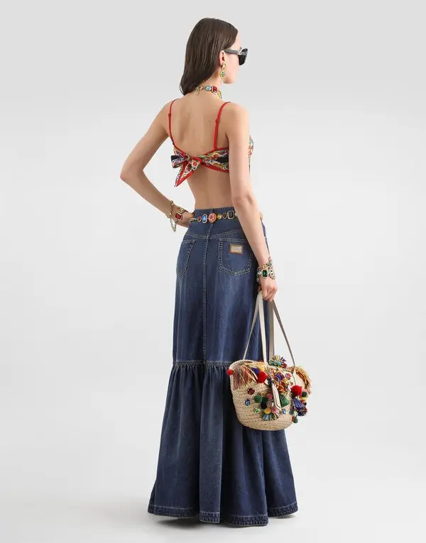 Dolce & Gabbana Long Denim Skirt Denim And Jeans Multi-colored