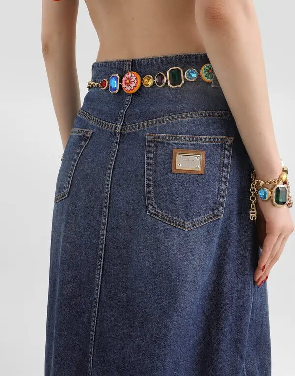 Dolce & Gabbana Long Denim Skirt Denim And Jeans Multi-colored