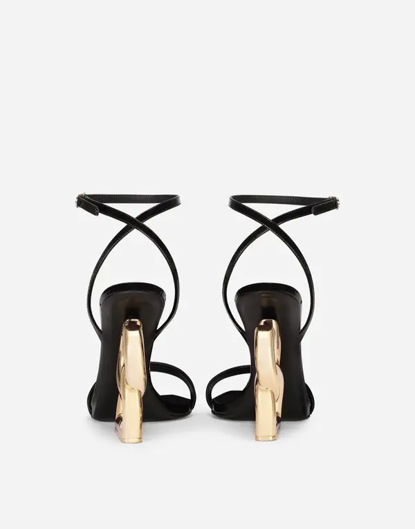 Dolce & Gabbana Patent Leather Sandals With Dg Heel