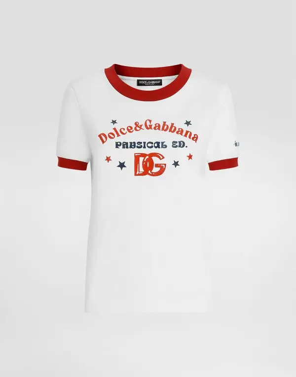 Dolce & Gabbana Jersey T-shirt With Print T-shirts And Sweatshirts - White