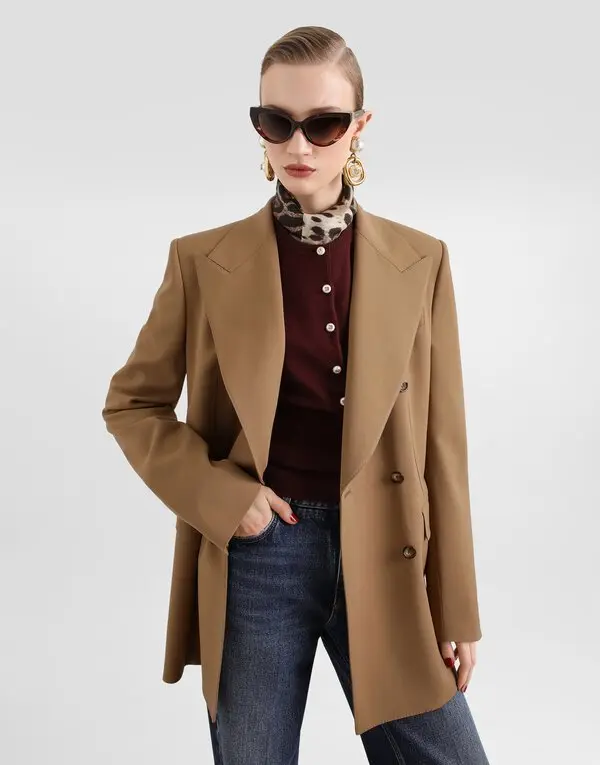 Dolce & Gabbana Linda Double-breasted Jacket In Micro-ribbed Fabric Collection
