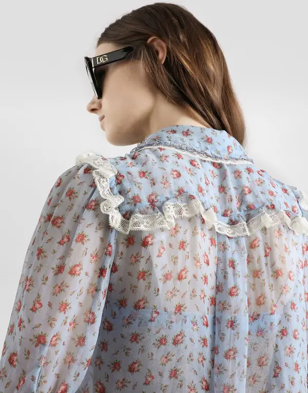 Dolce & Gabbana Rose-print Chiffon Shirt - Multicolor
