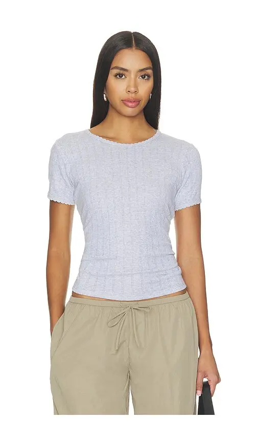 LESET Pointelle Slim Fit Tee In . Also