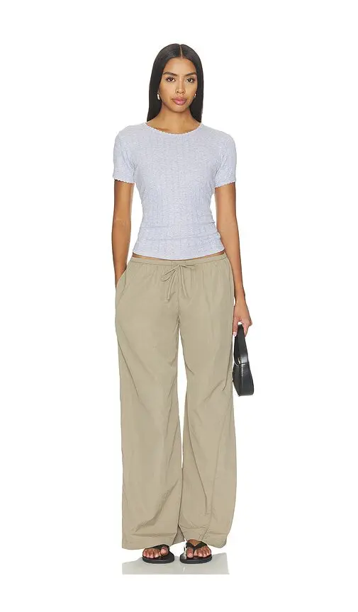 LESET Pointelle Slim Fit Tee In . Also
