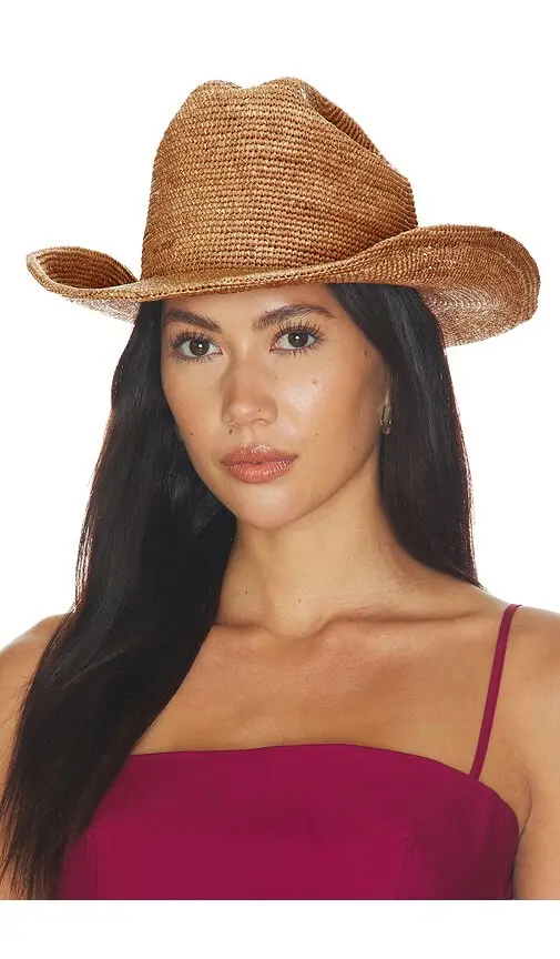 Brixton Odessa Straw Packable Cowboy Hat In . Also - Cognac
