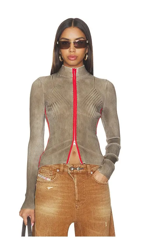 DIESEL® Msarma Knitwear With Exposed Front Zipper