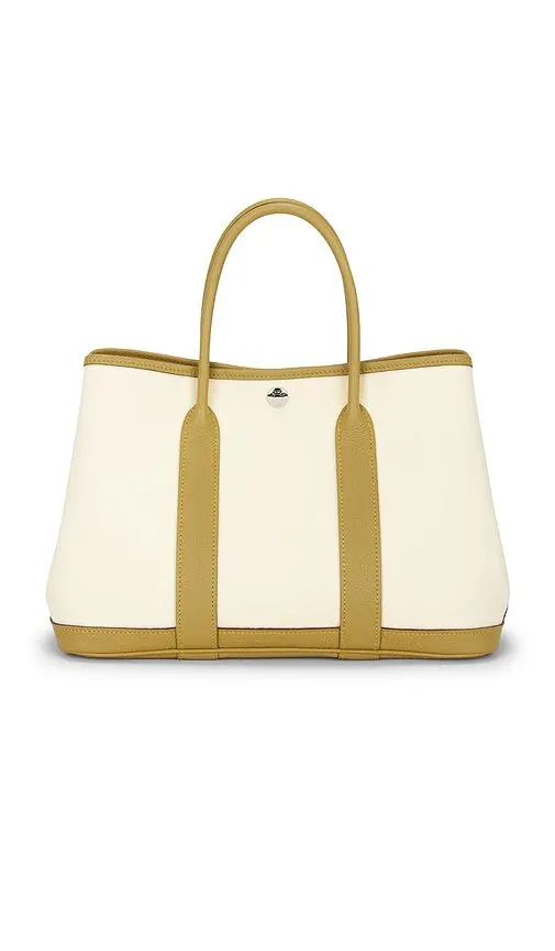 FWRD RENEW Hermes Toile & Leather Garden Party 30 Tote Bag - Brown