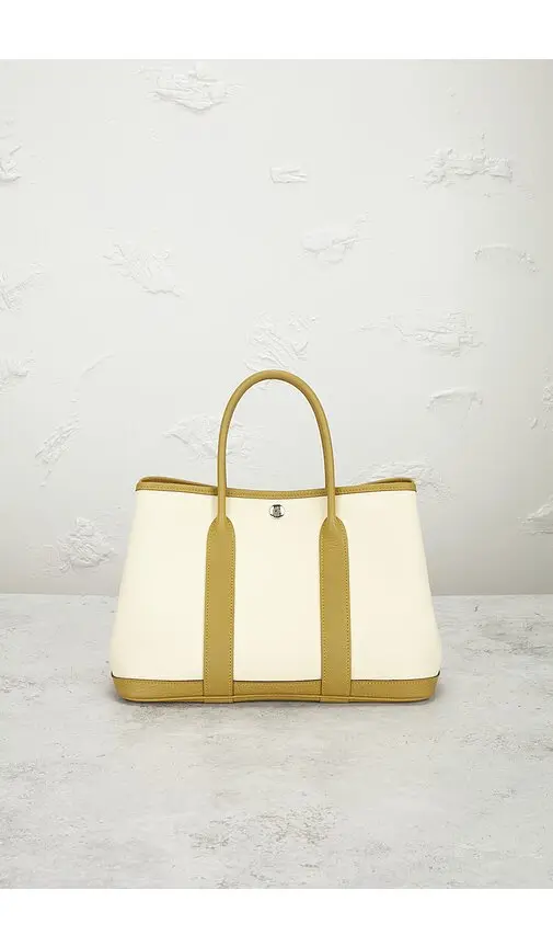 FWRD RENEW Hermes Toile & Leather Garden Party 30 Tote Bag