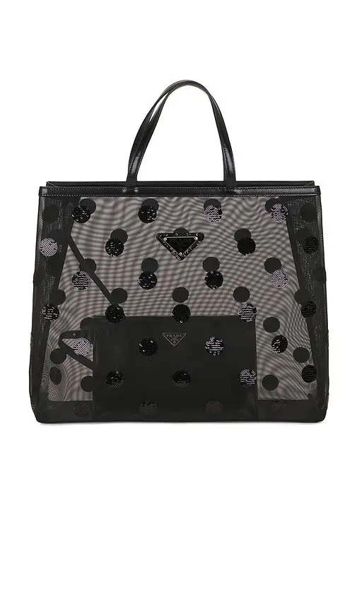 FWRD RENEW Prada Polka Dot Sequined Mesh Tote Bag