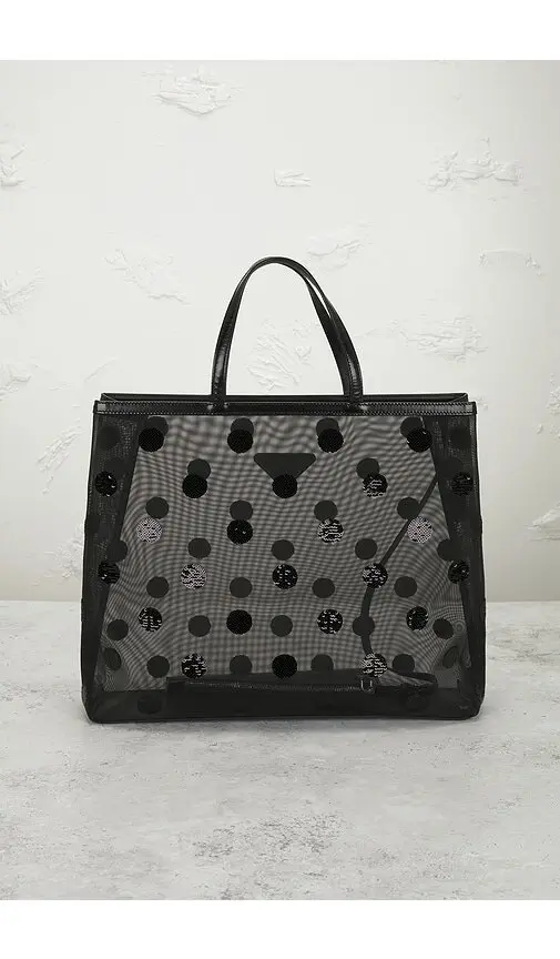 FWRD RENEW Prada Polka Dot Sequined Mesh Tote Bag