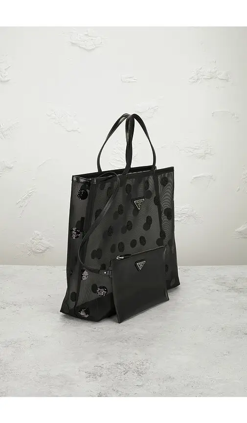 FWRD RENEW Prada Polka Dot Sequined Mesh Tote Bag