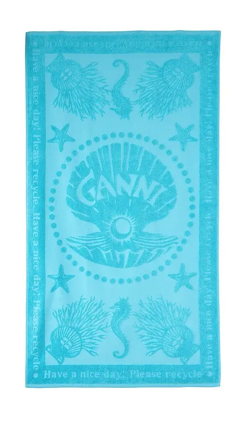 GANNI Stripe Beach Jacquard Towel - Blue