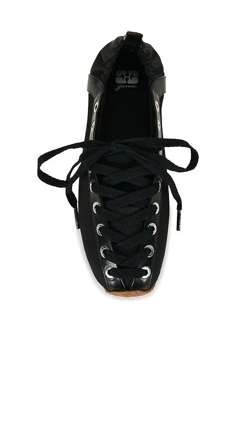 GANNI Lace-up Ballerina Sneakers - Black