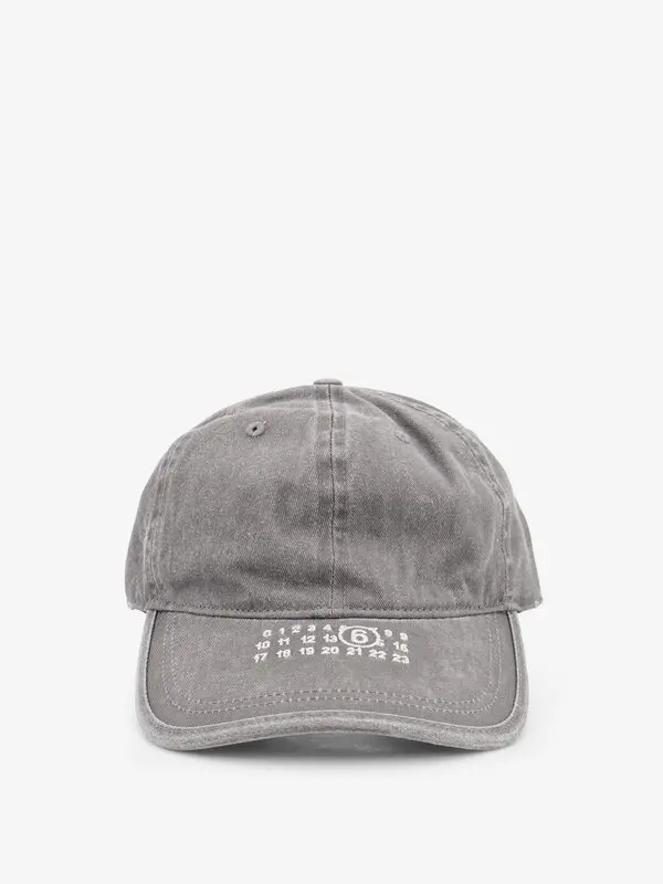 MAISON MARGIELA Cotton Hat With Embroidered Numeric Logo - Grey