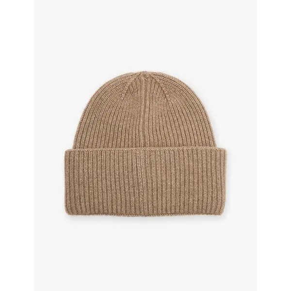 Max Mara Brand-embroidered Folded Brim Cashmere Beanie Hat