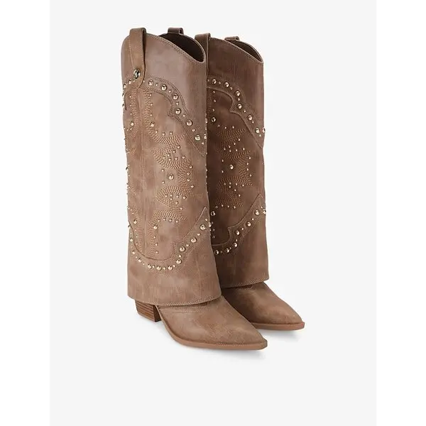 Steve Madden High Leg Suede Boots With Stud Detailing