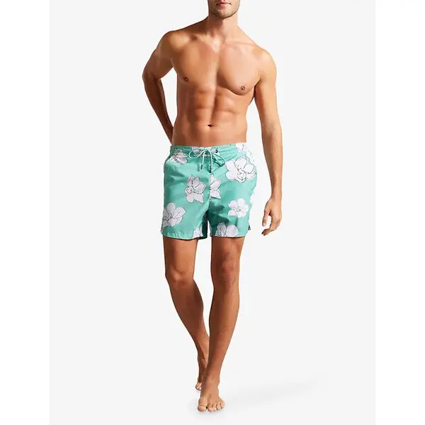 Ted Baker London Ampbell Floral-print Recycled-polyester Swim Shorts