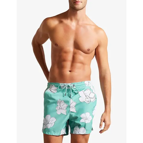 Ted Baker London Ampbell Floral-print Recycled-polyester Swim Shorts