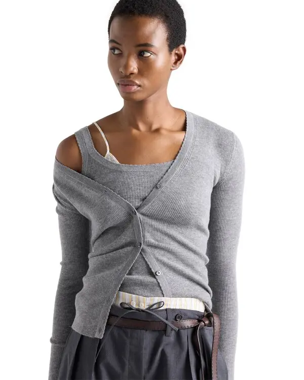 Prada Ribbed Knit Cashmere Tank Top