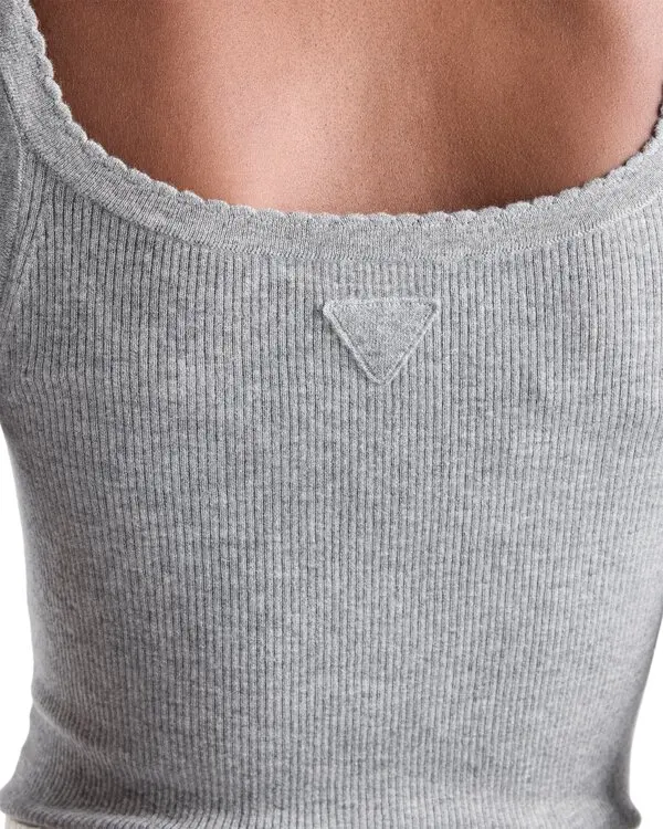 Prada Ribbed Knit Cashmere Tank Top