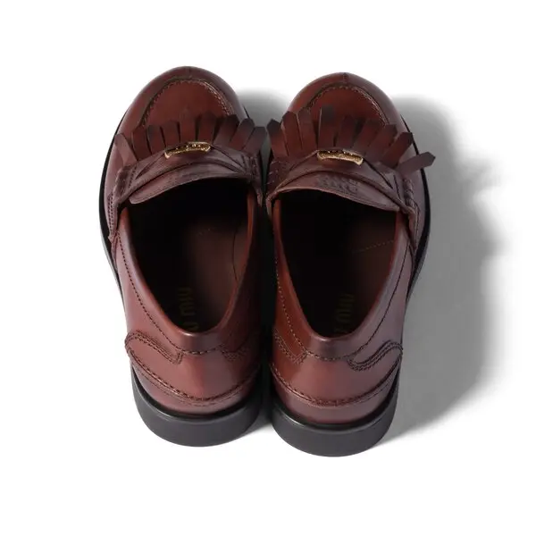 Miu Miu Leather Loafers - Coffee