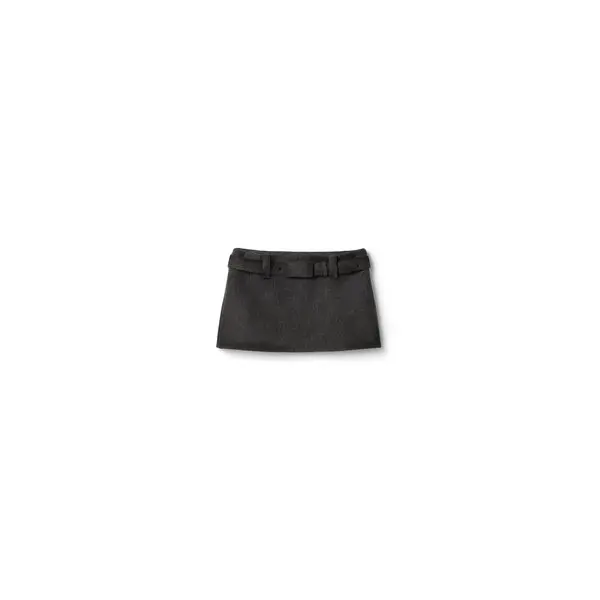 Miu Miu Waxed Double Wool Miniskirt - Grey