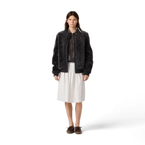 Miu Miu Shearling And Knit Blouson Jacket