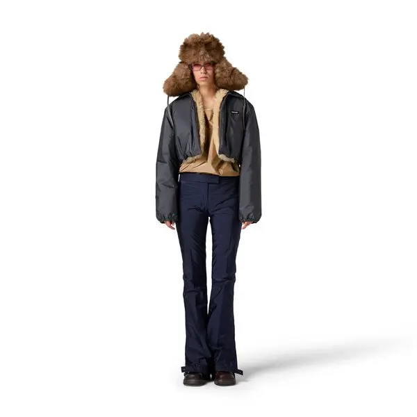 Miu Miu Technical Fabric And Shearling Blouson Jacket
