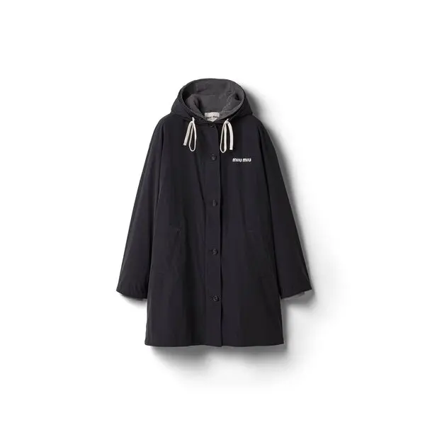 Miu Miu Single-breasted Pongé And Fleece Caban Jacket - Black